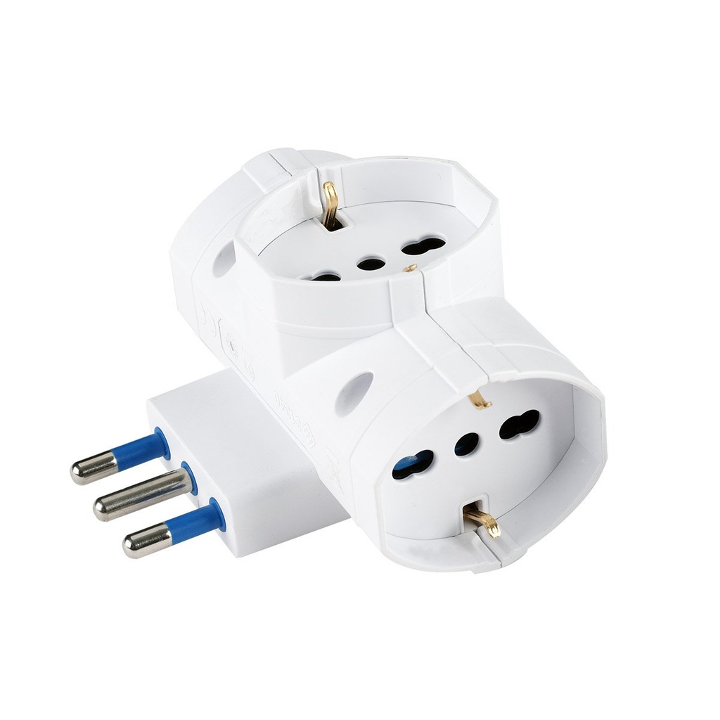 Adattatore Tripla Spina 16A con 3 Prese Universali Ita 10A/16A Schuko ...